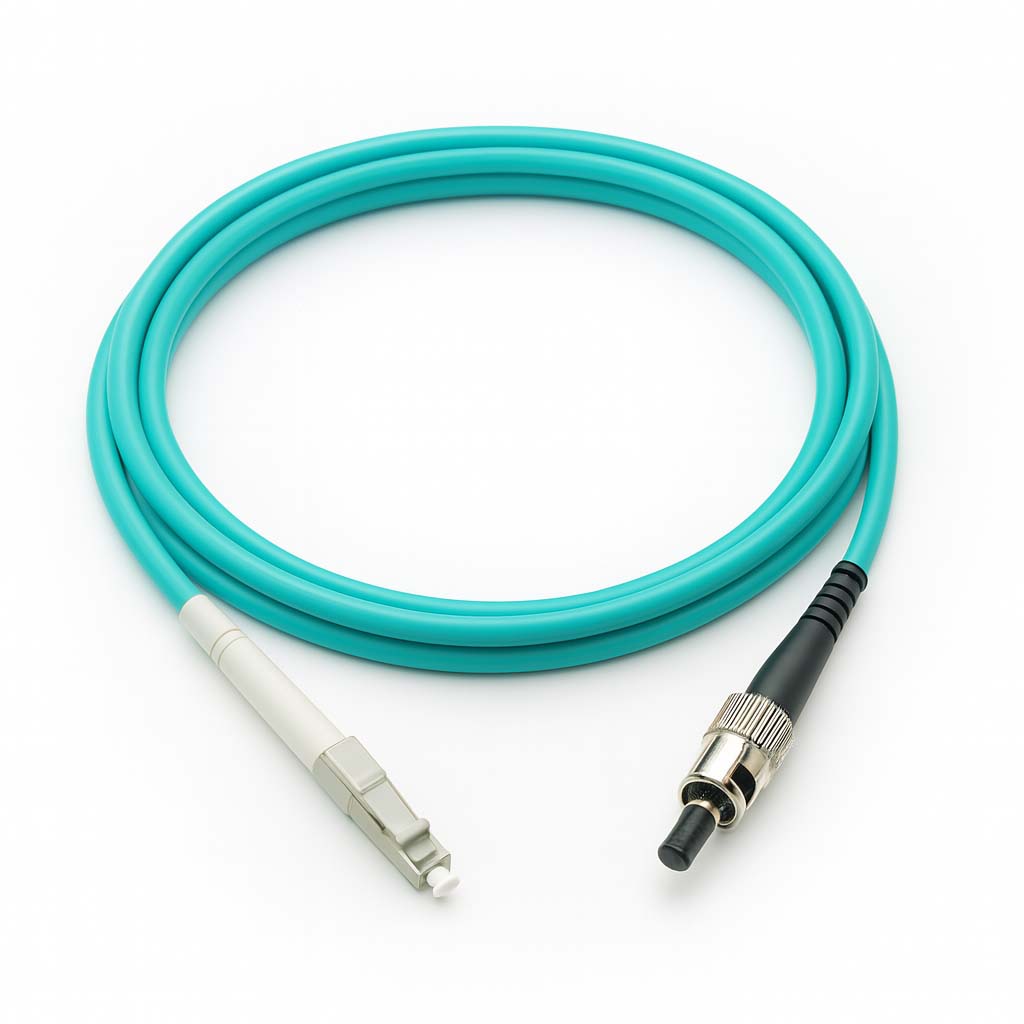 OM3 (LC - ST) Multi-Mode Simplex Fiber Cable - 2mm Aqua Jacket - Gruber ...