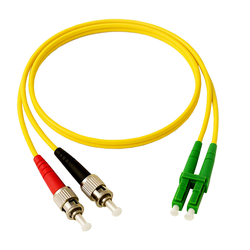 OS2 (LC/APC - ST) Single-Mode Duplex Fiber Cable - 3mm Yellow Jacket ...
