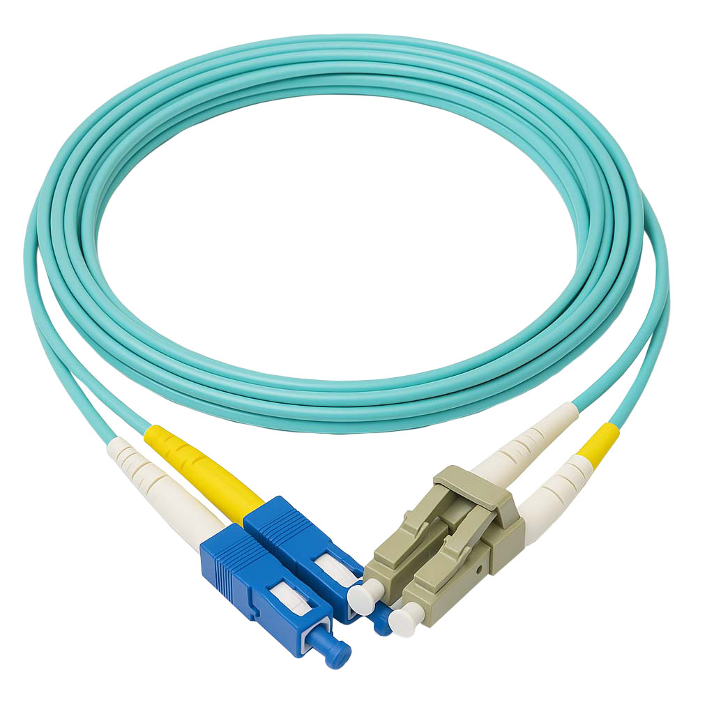 OM4 (LC - SC) Multi-Mode Duplex Fiber Cable - 2mm Aqua Jacket - Gruber ...