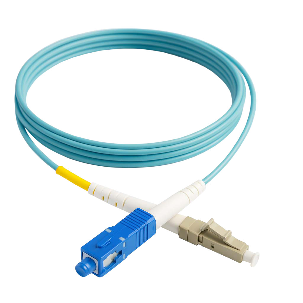 OM3 (LC - SC) Multi-Mode Simplex Fiber Cable - 2mm Aqua Jacket - Gruber ...