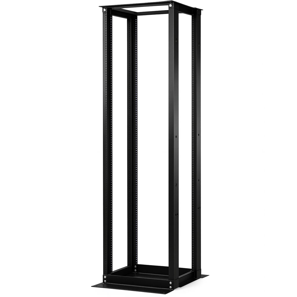 7' Four Post Aluminum Network Rack - Black - 19" (45U) - Adjustable 24 ...