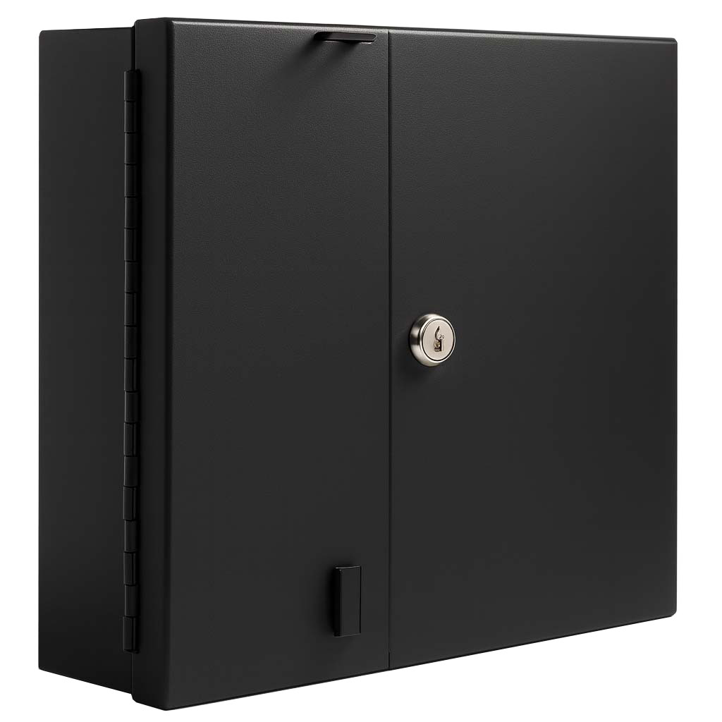 Wall Mounted Fiber Enclosure, 10.8" x 12" x 4", 2 Door, 4 Panel, Black ...