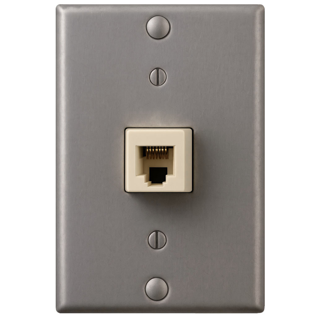 Stainless Steel Hang Phone Wall Plate, RJ12, 1 Port, Loaded - Gruber ...