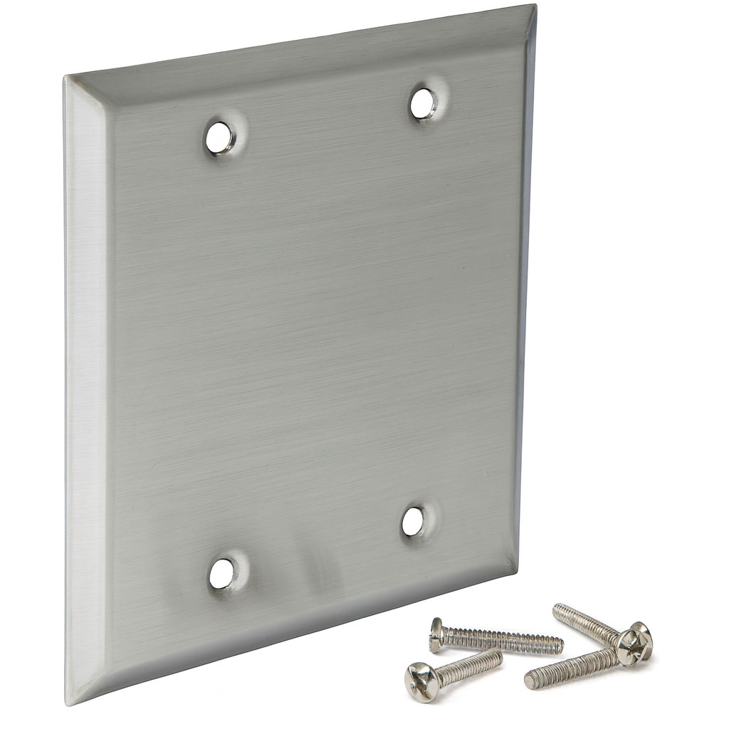 Stainless Steel Wall Plate - Blank - Dual Gang - Gruber Communications