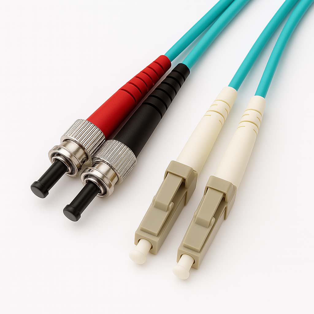 OM3 (LC - ST) Multi-Mode Duplex Fiber Cable - 2mm Aqua Jacket - Gruber ...