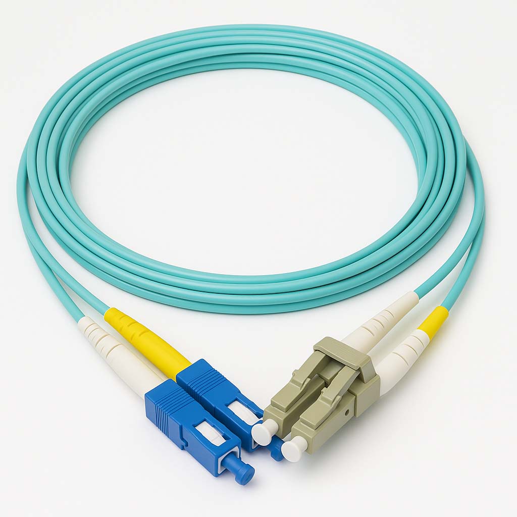 OM4 (LC - SC) Multi-Mode Duplex Fiber Cable - 2mm Aqua Jacket - Gruber ...