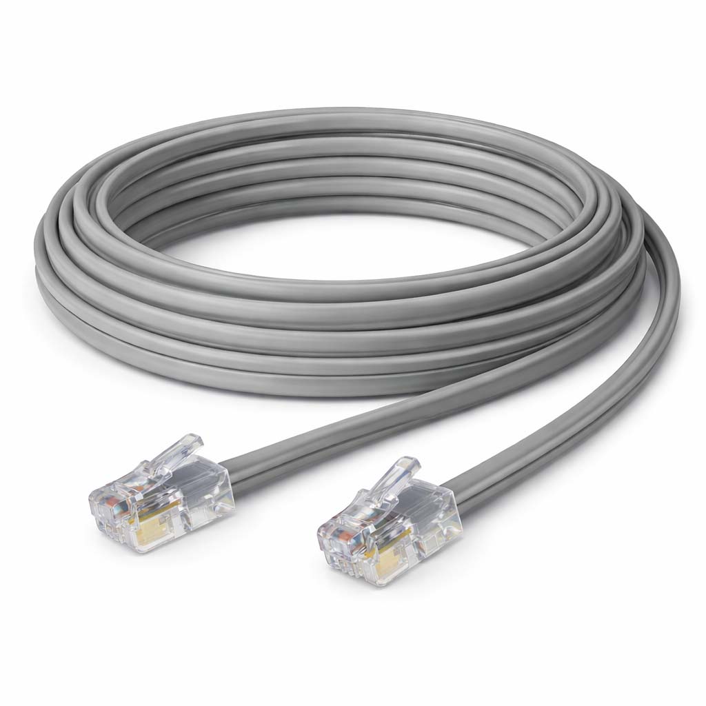 Flat Satin Cable - RJ11 - 6 Position - 4 Wire - Gruber Communications