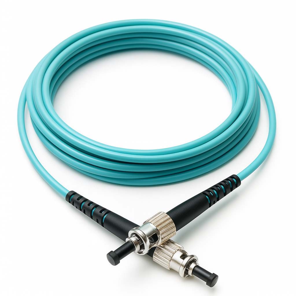 OM3 (ST - ST) Multimode Simplex Fiber Cable – 3mm Aqua Jacket - Gruber ...