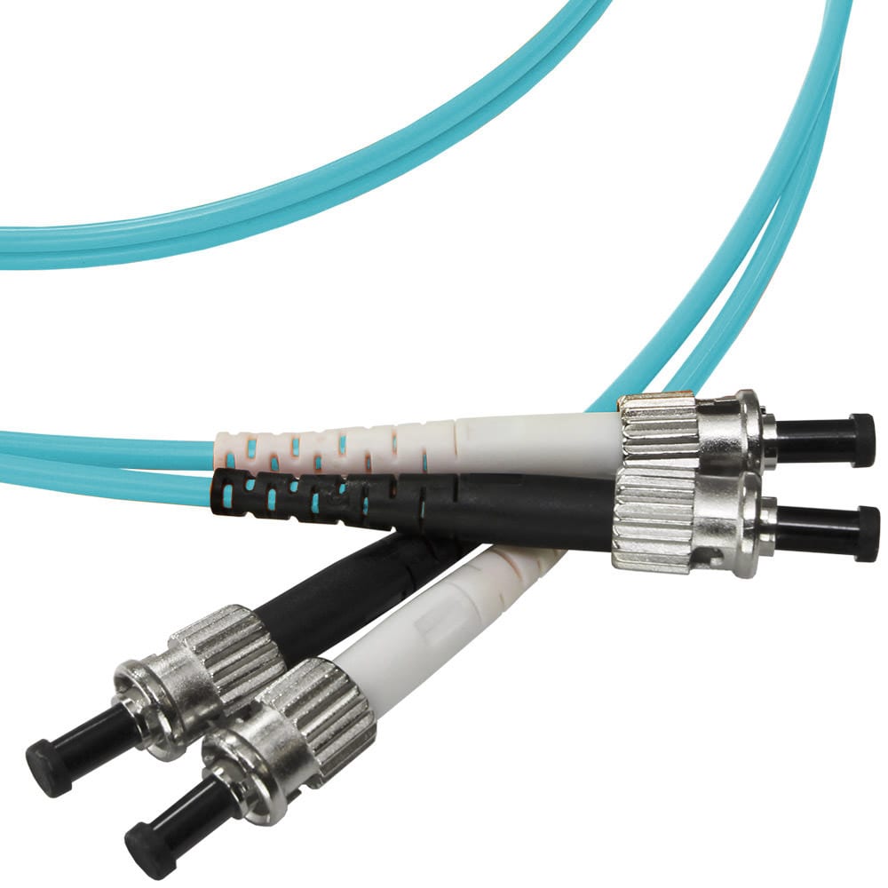 3mm OM3 ST/ST Multi-Mode Duplex Fiber Jumper Cable - AQUA - Proudly ...