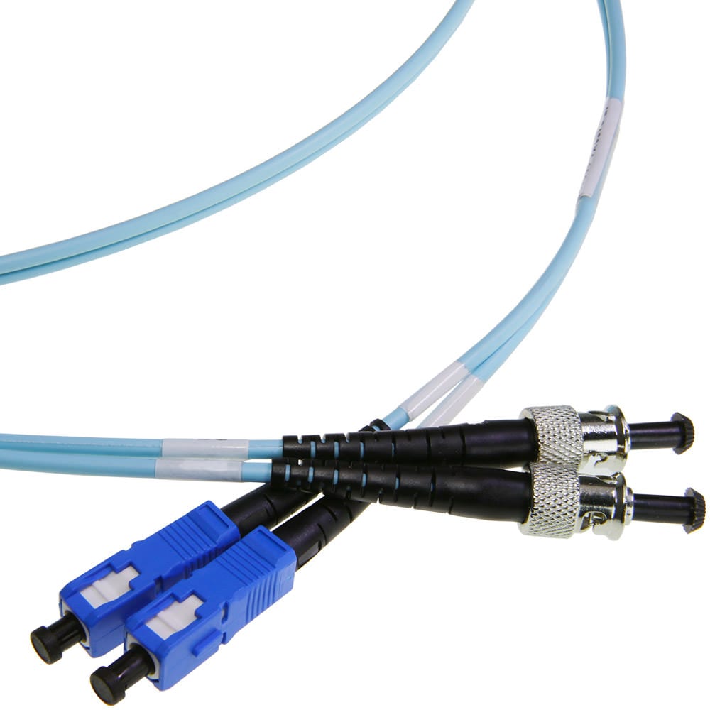 3mm OM3 SC/ST Multi-Mode Duplex Fiber Jumper - AQUA - Proudly Made in ...