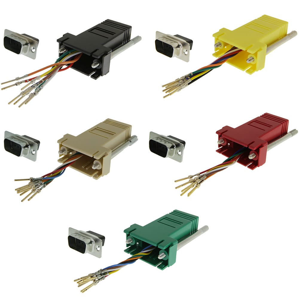 DB9 Male/RJ45 Adapter - 8P/8C/USOC - Assorted Colors - Gruber ...