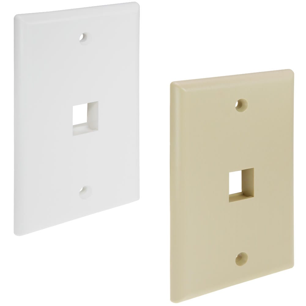 Keystone Wall Plate, Single Gang, Flush, 1 Port, Beige or White ...