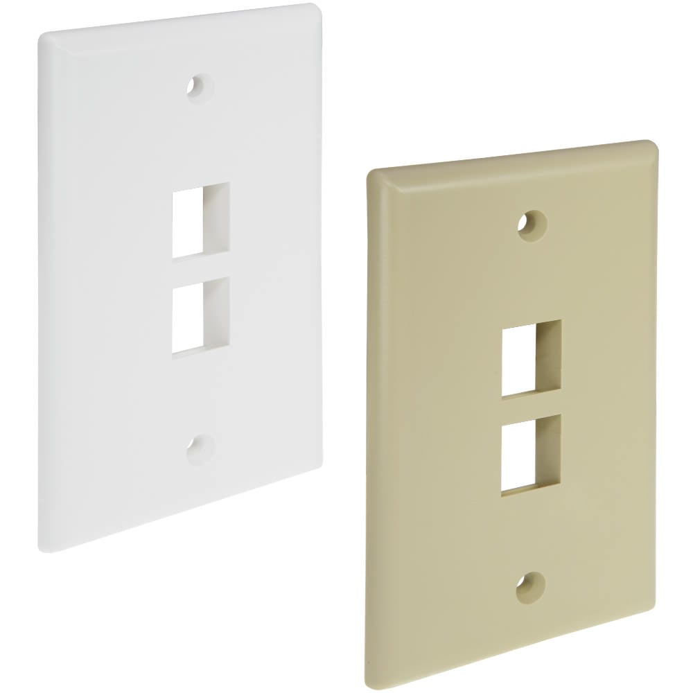 Keystone Wall Plate, Single Gang, Flush, 2 Port, Beige or White ...