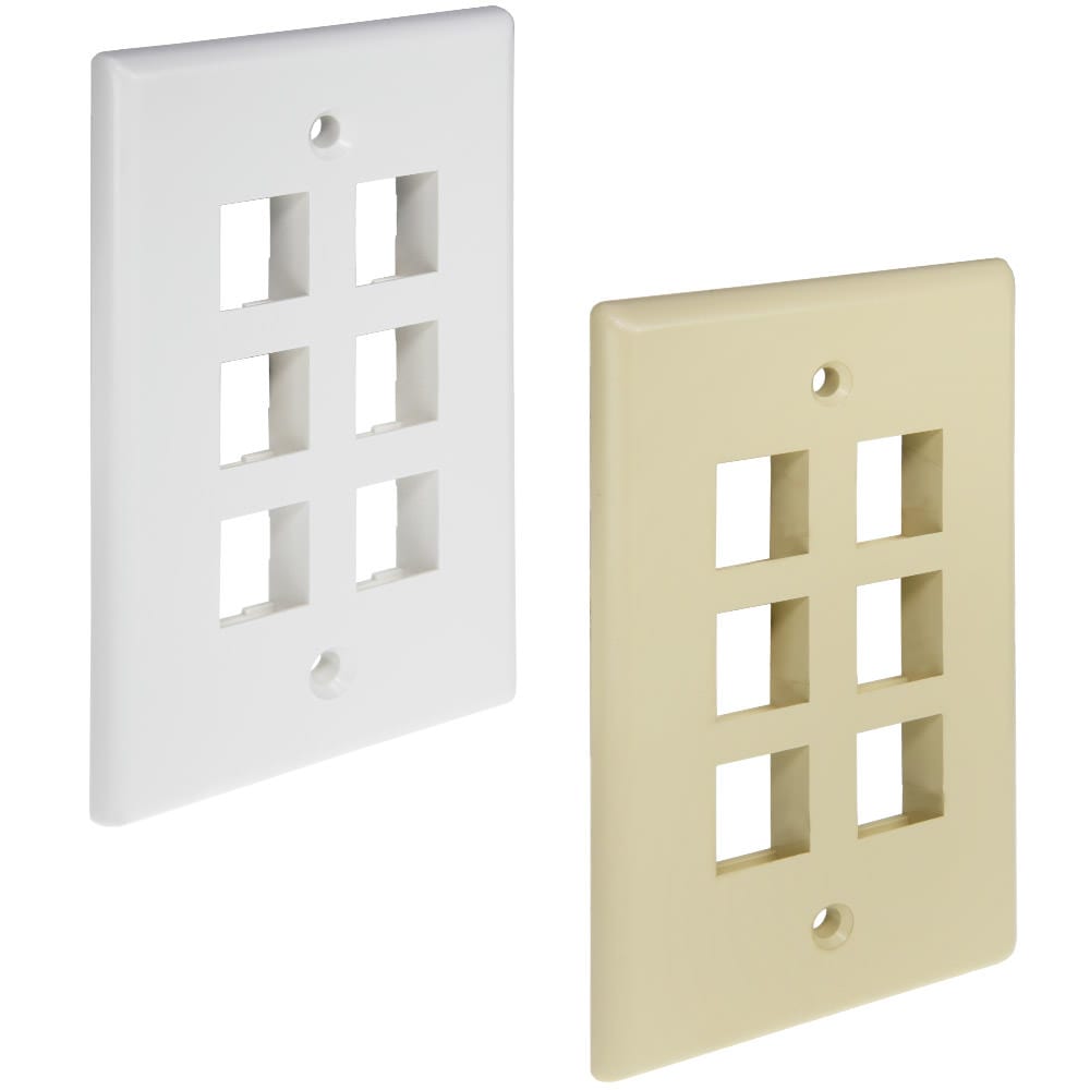 6 Port Keystone Single Gang Wall Plate - Beige or White - Gruber ...