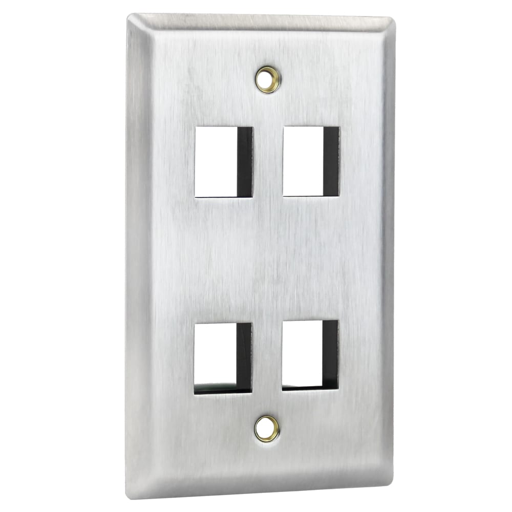4 Port Stainless Steel Wall Plate - Keystone - Single Gang - Gruber ...