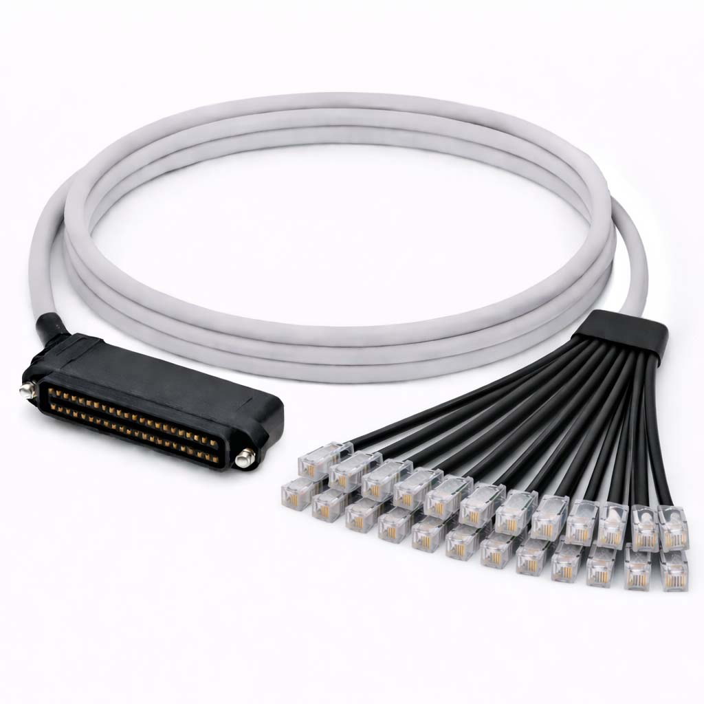 25 Pair Telco Breakout Cable - 90° Female 25 Pair to RJ11 - 24 Leg - 2 ...